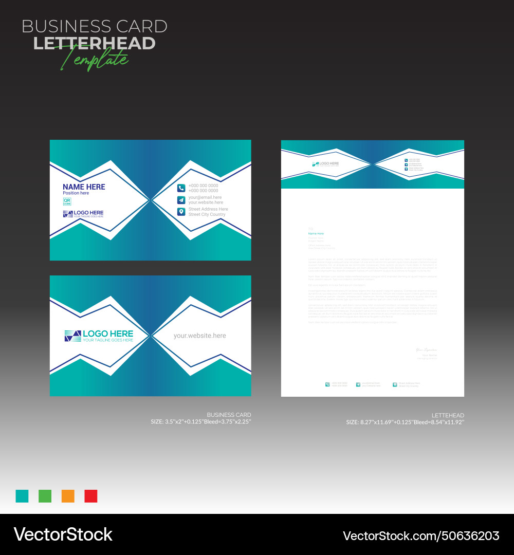Letterhead and business card design Royalty Free Vector
