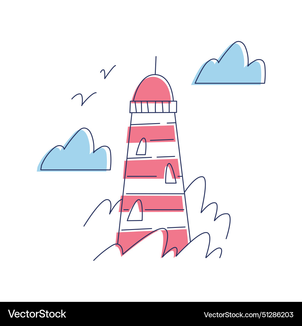 Light house tower line drawing simple modern Vector Image