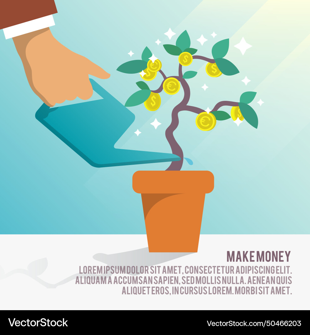 Money tree water Royalty Free Vector Image - VectorStock