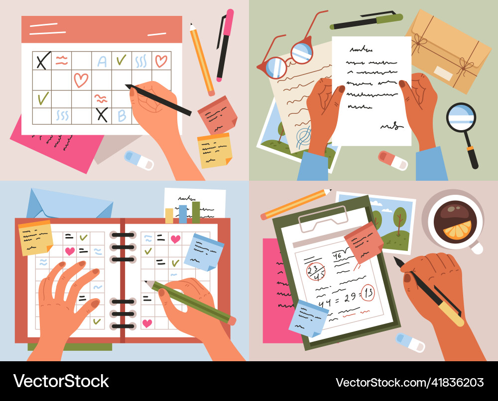 People workers hand arms reading writing Vector Image