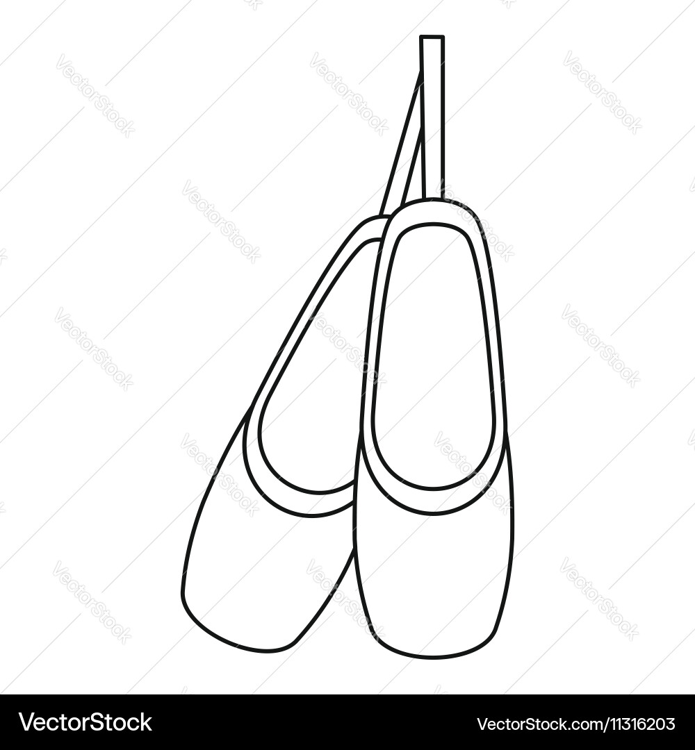 Pointe Shoes Icon – Black Outline Royalty Free Vector