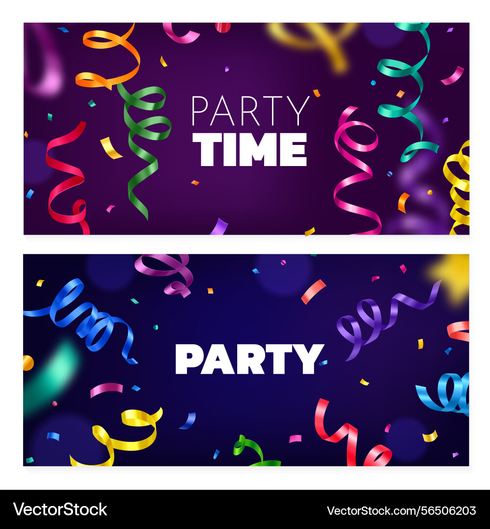 Realistic celebration party confetti horizontal Vector Image