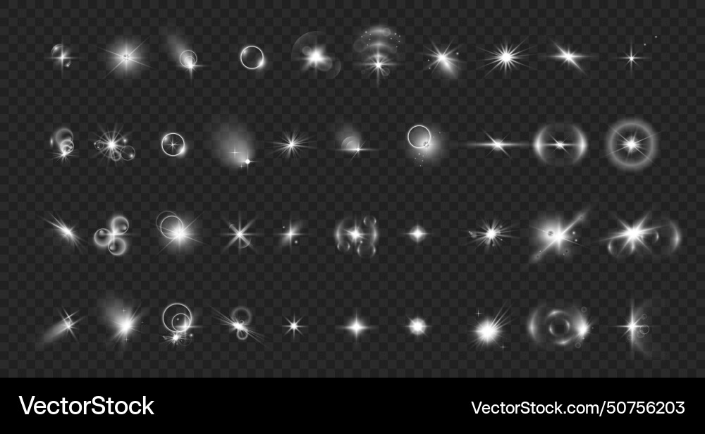 Realistic lens flares and glares effects Vector Image