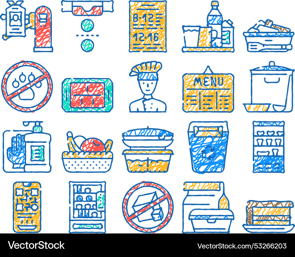 Schule canteen Menü Symbol Hand gezeichnet Vektorbild