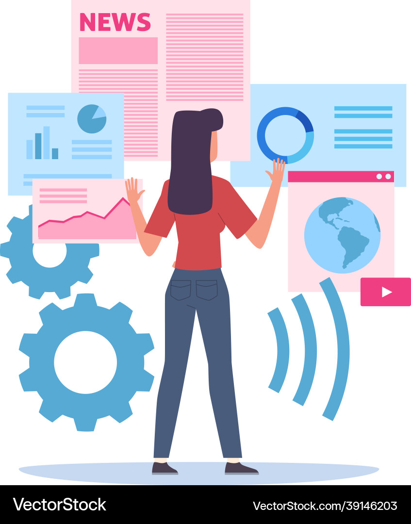 Selection of internet resources woman choosing Vector Image