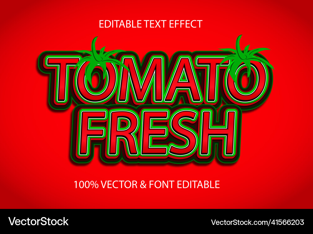Tomato fresh style cartoon editable text effect Vector Image