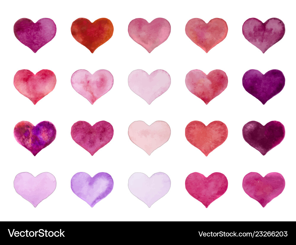 Watercolor Hearts Valentine's Day Royalty Free Vector Image