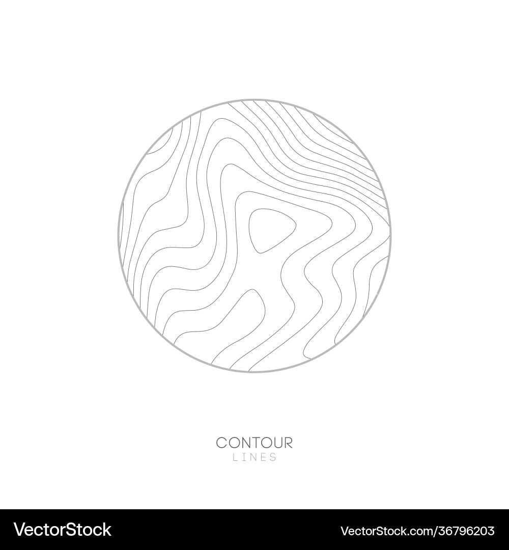 White topographic map circle logo concepttopo Vector Image