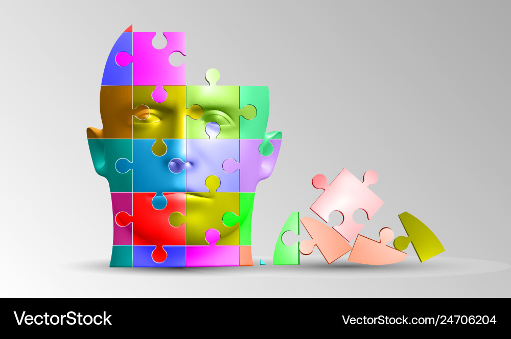 A person s face consists of multi-colored Vector Image