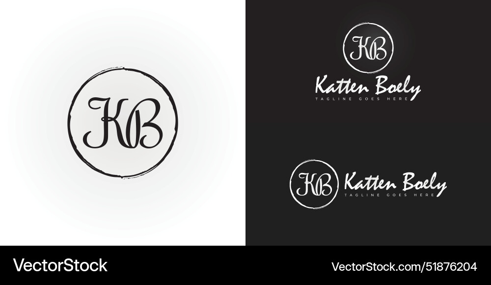 Abstract initial circle letters kb or bk logo Vector Image