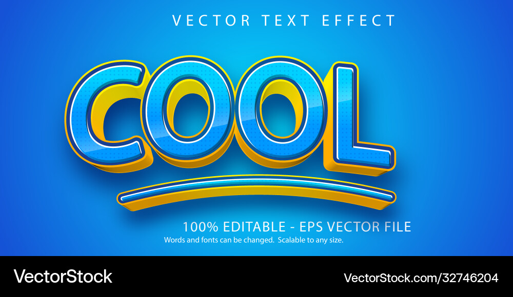 Cool text 3d editable effect Royalty Free Vector Image