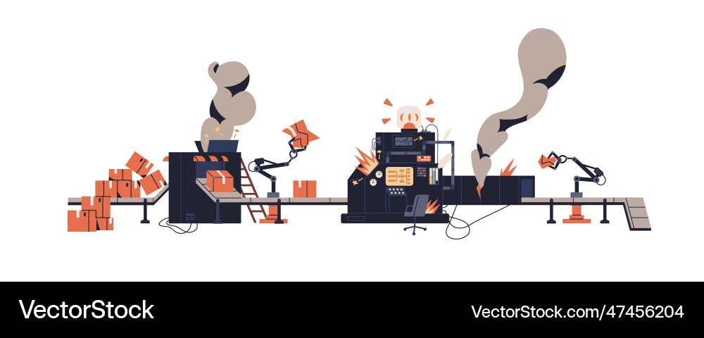 Factory emergency manufacture accident breakdown Vector Image