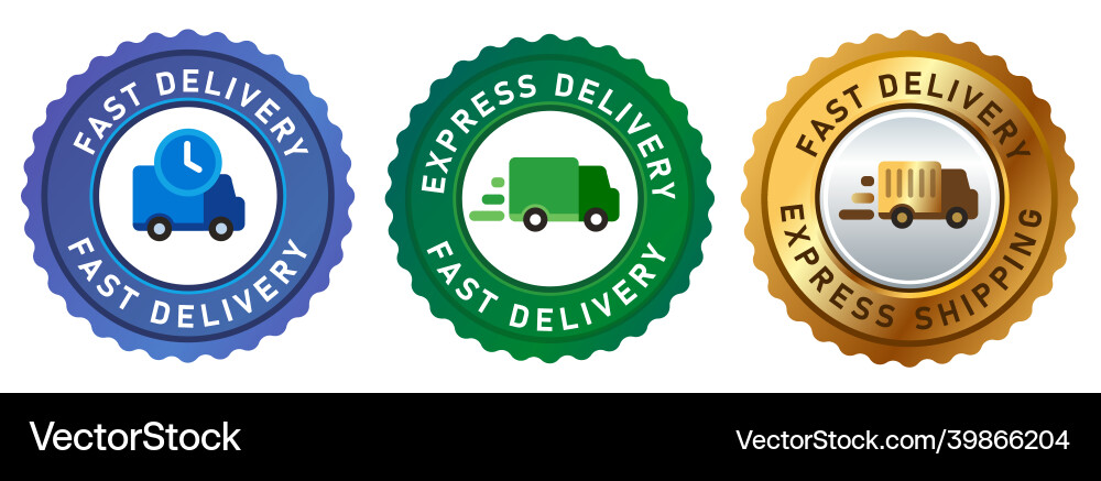 Fast delivery express icon van truck emblem stamp Vector Image