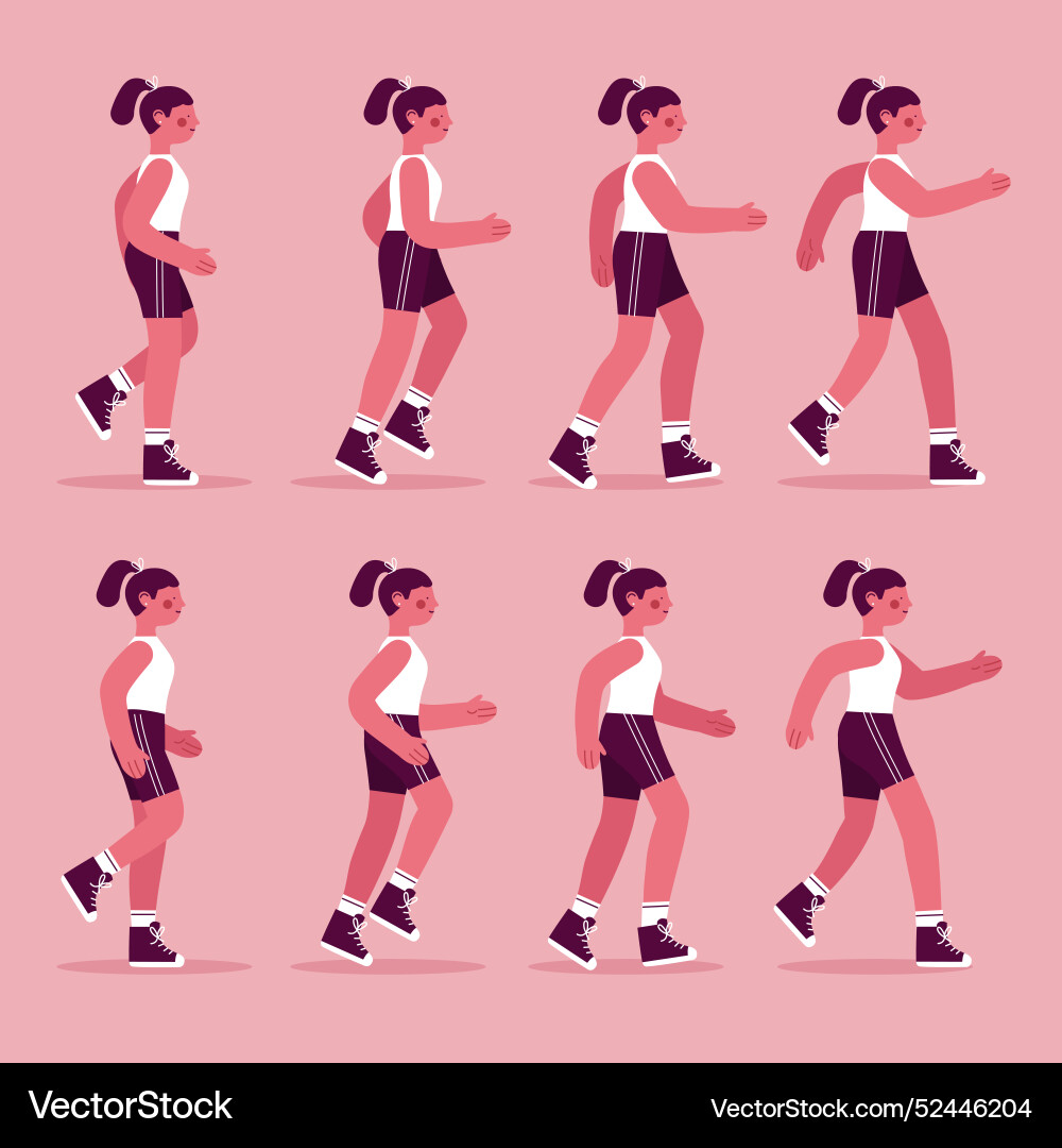 Flat character animation frames Royalty Free Vector Image