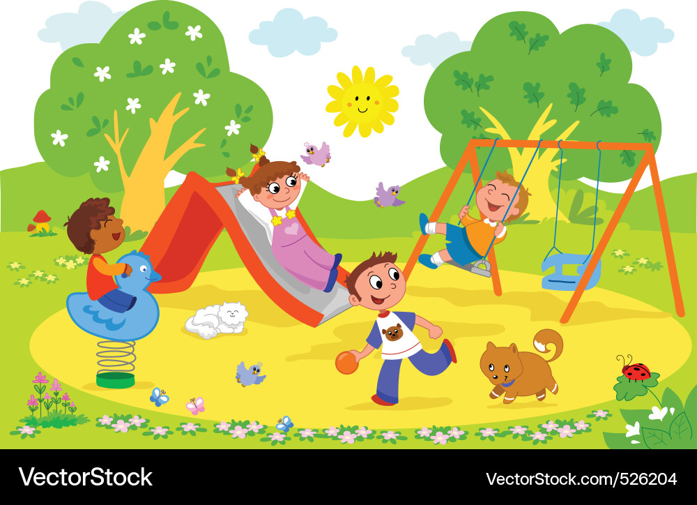 Kids at the playground Royalty Free Vector Image