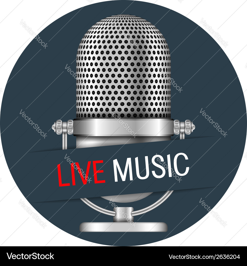 Live Music Microphone Banner Royalty Free Vector Image
