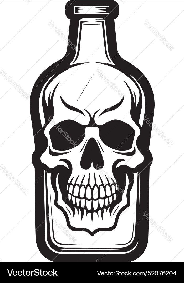 Macabre mixology skull in bottle graphic design Vector Image