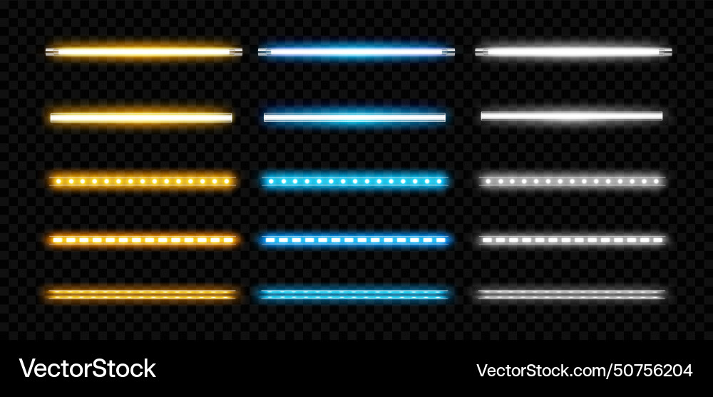 Realistic light neon led strip lamp illumination Vector Image