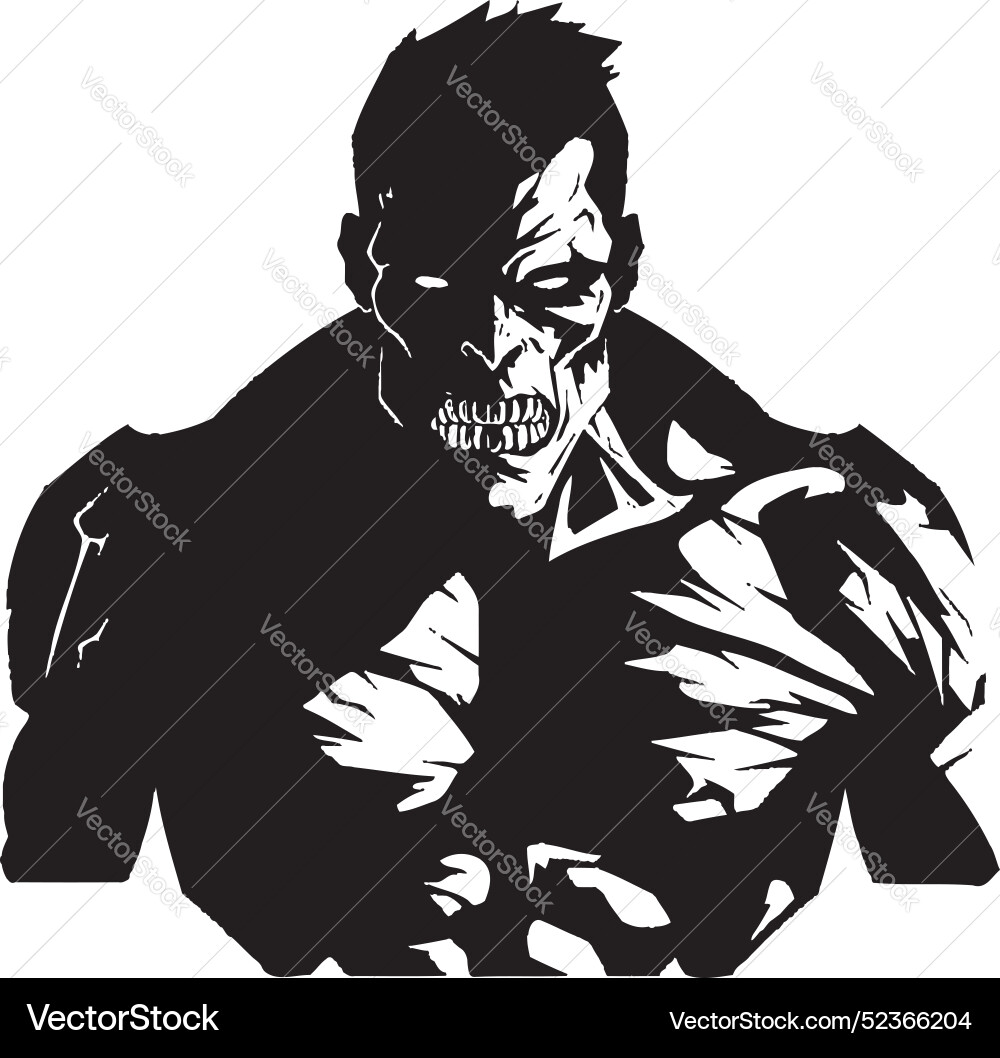 Zombie muscles unleashed black iconic eternal Vector Image