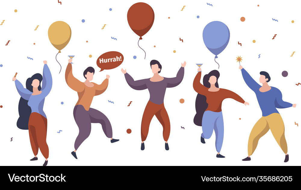 Celebration people happy characters group Vector Image