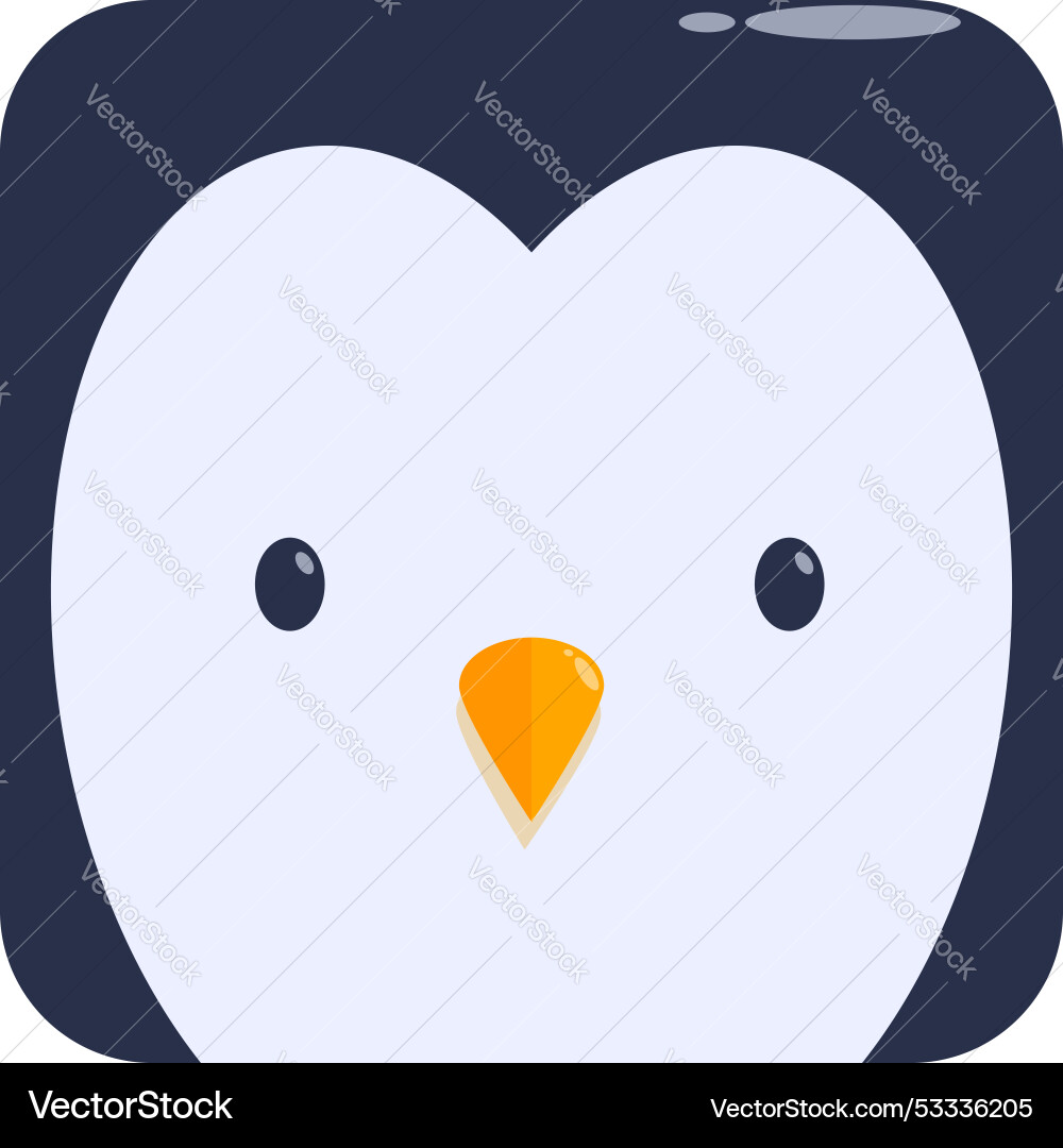 Cute cartoon penguin face close up looking forward