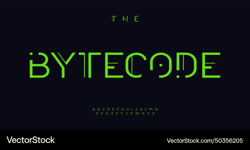 Cyberpunk technological font techno futuristic Vector Image