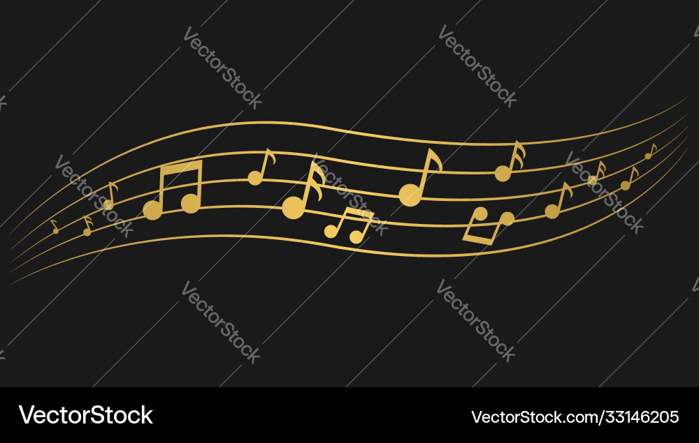 Golden music notes Royalty Free Vector Image - VectorStock