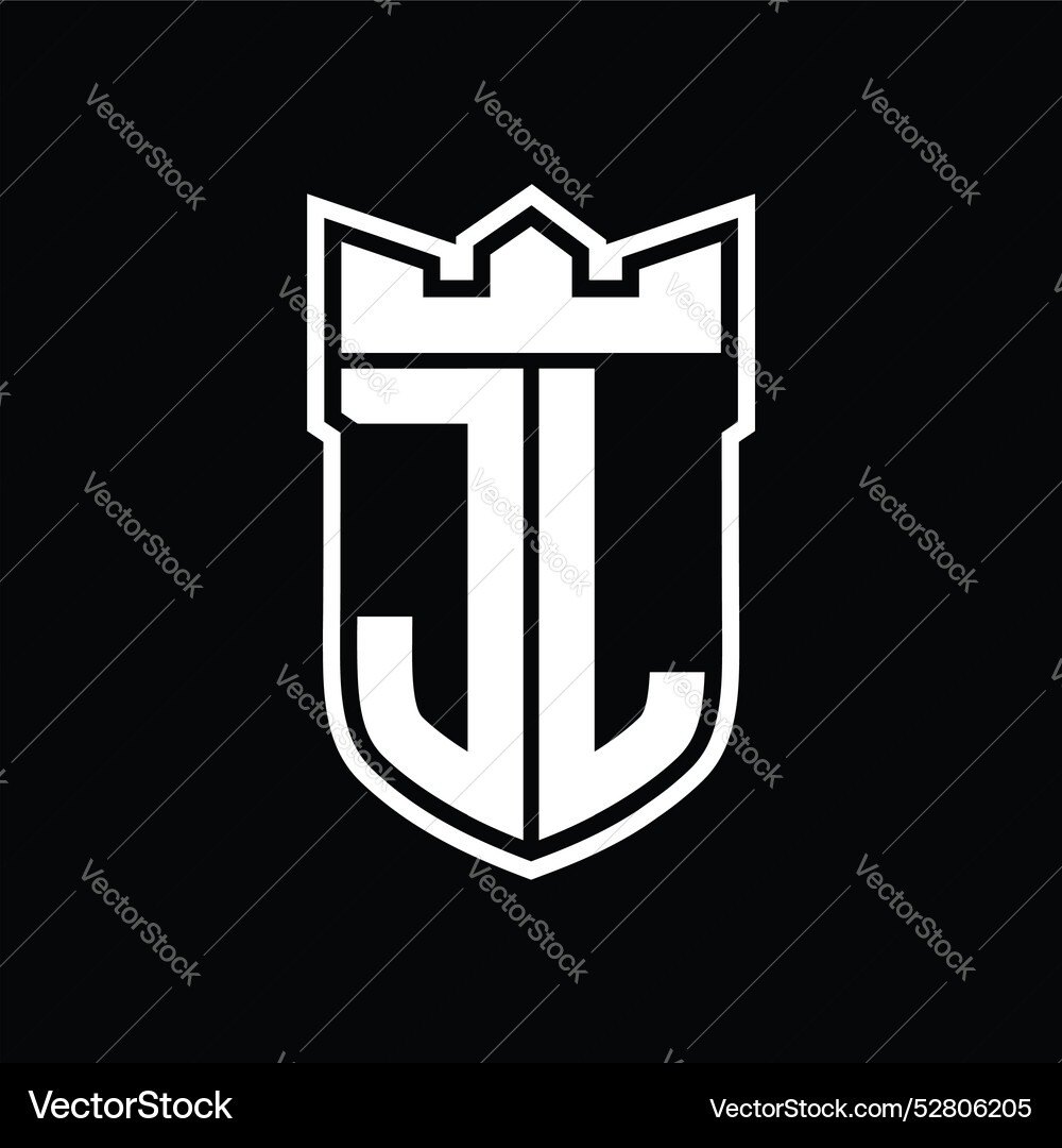 Jl logo shield shape with geometric crown inside Vector Image