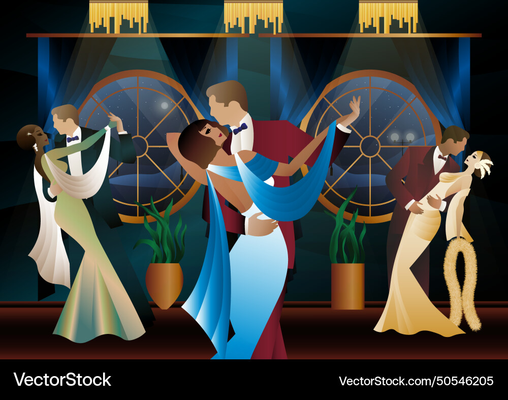 Man and woman dancing window Royalty Free Vector Image