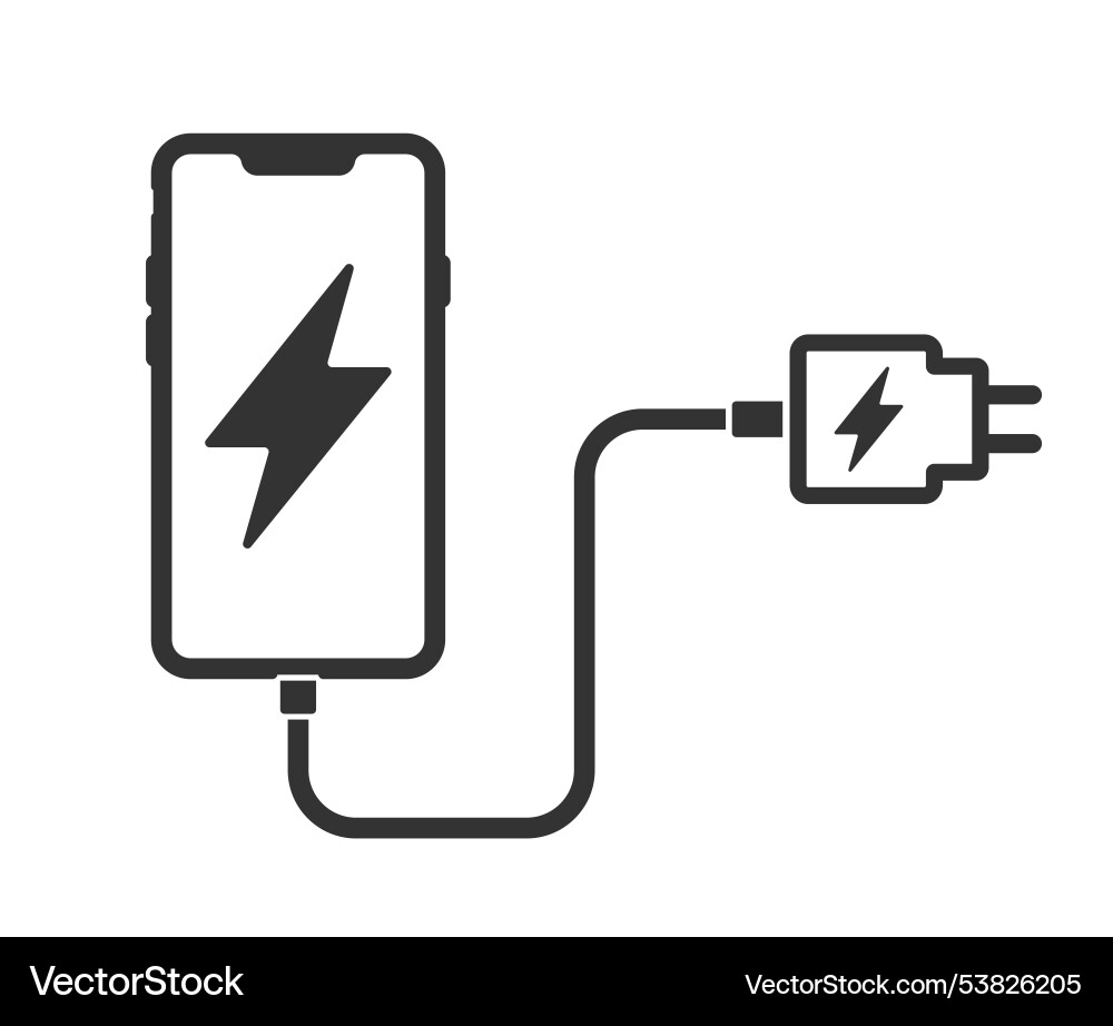 Phone charging icon symbol mobile Royalty Free Vector Image