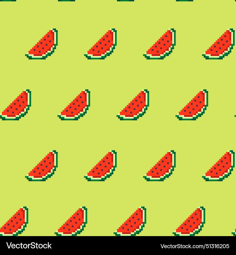 Pixel art watermelon seamless pattern Royalty Free Vector