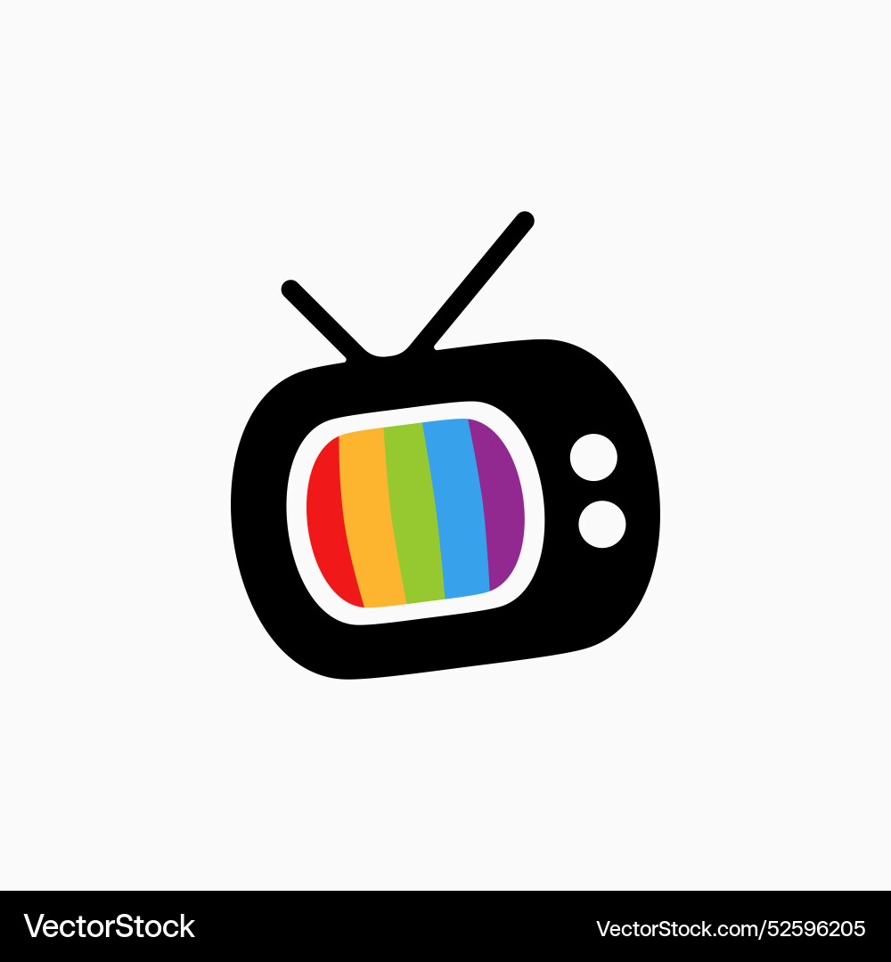 Retro tv television channel logo icon Royalty Free Vector