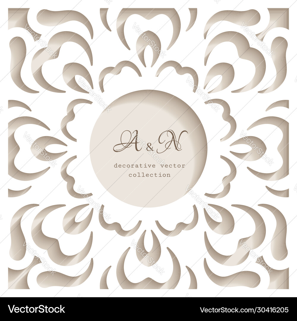 Vintage frame with cutout paper pattern Royalty Free Vector