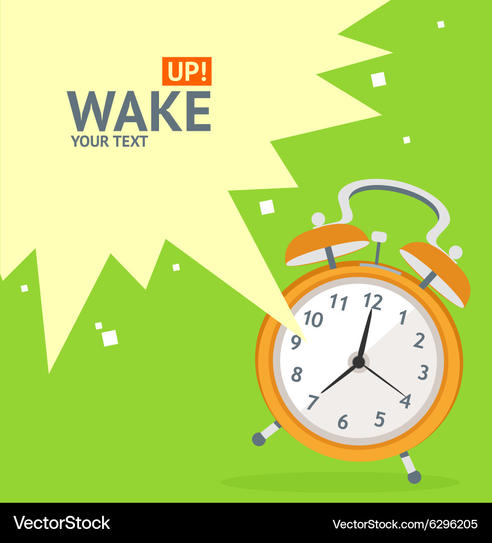 Wake up clock concept card Royalty Free Vector Image