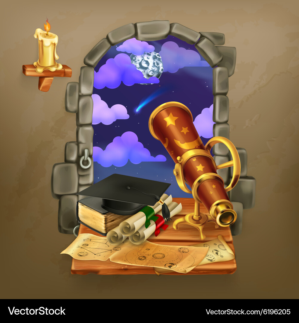 Window in the castle magic and astrology Vector Image