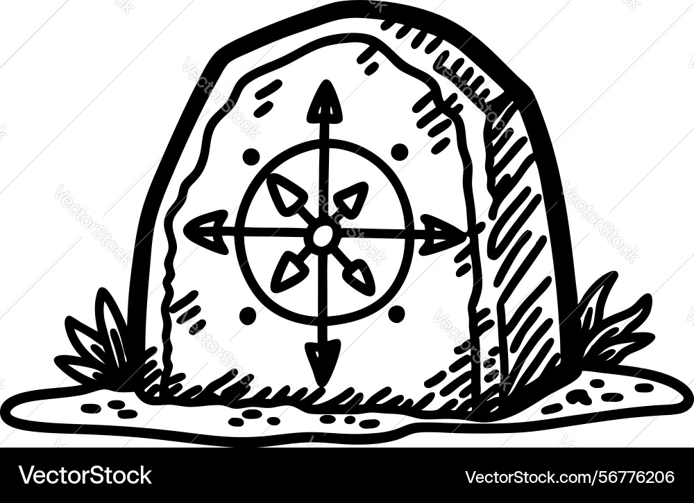 Alte Rune Stein mit Pfeil und Kreuz Symbol Vektorbild