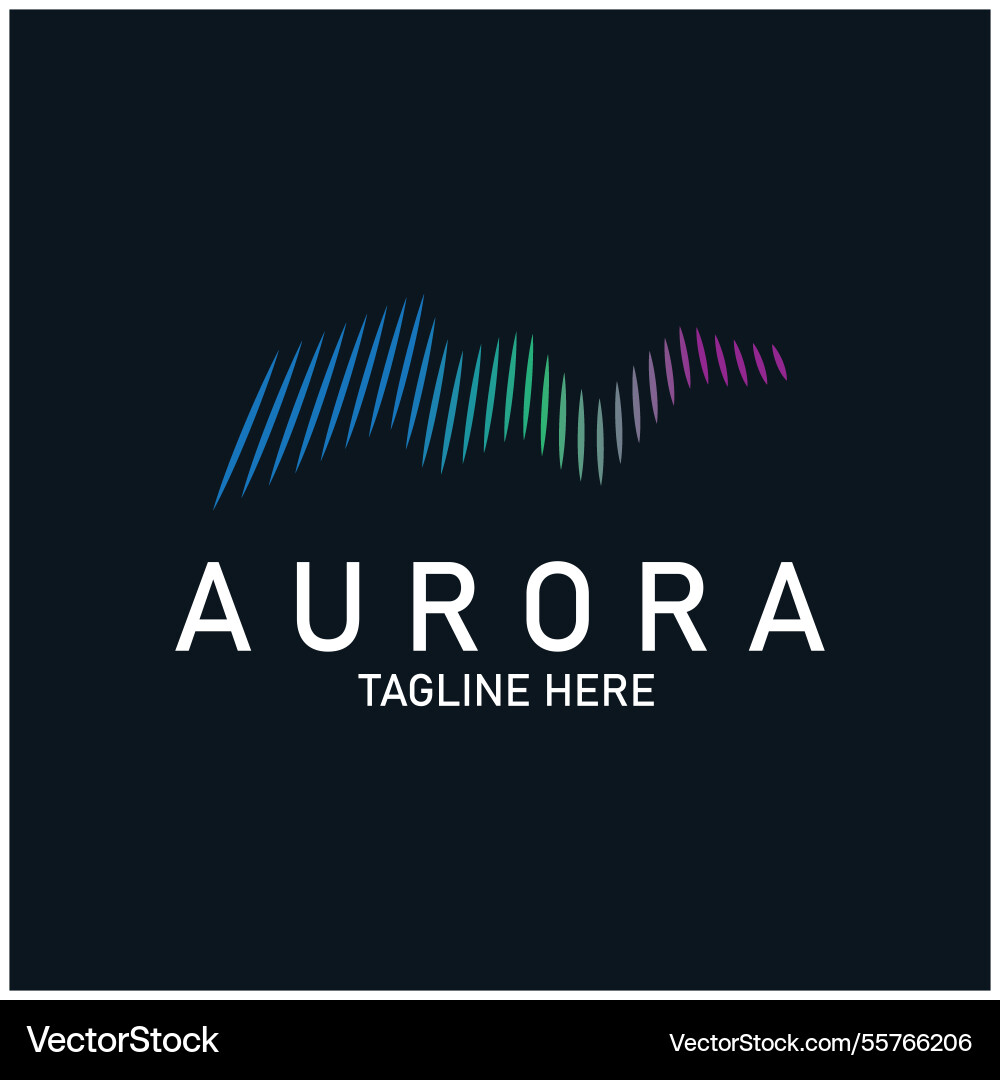 Aurora logo light sky astronomy design Royalty Free Vector