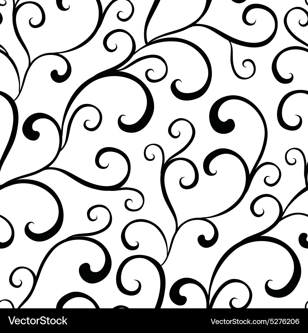 Black white organic swirls seamless pattern Vector Image
