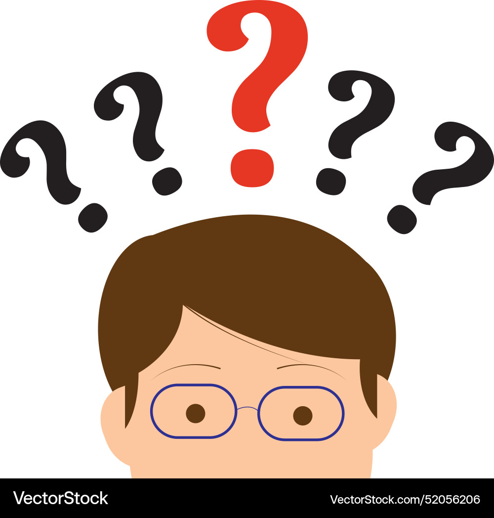 Businessman confused and question marks Royalty Free Vector