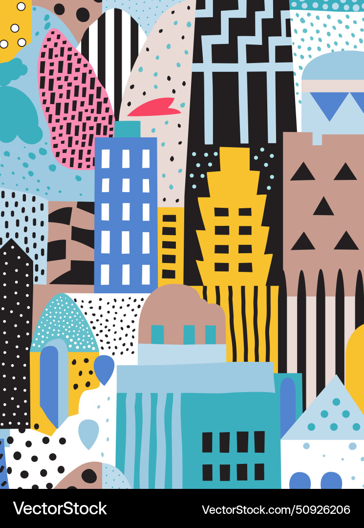 Colorful abstract geometric cityscape Royalty Free Vector