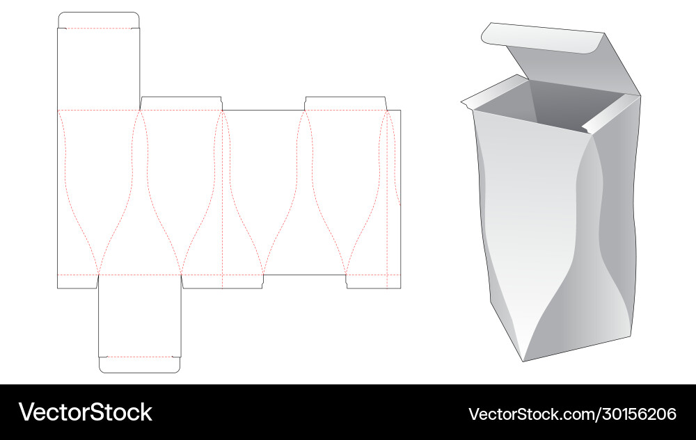 Curved side packaging box die cut template design Vector Image