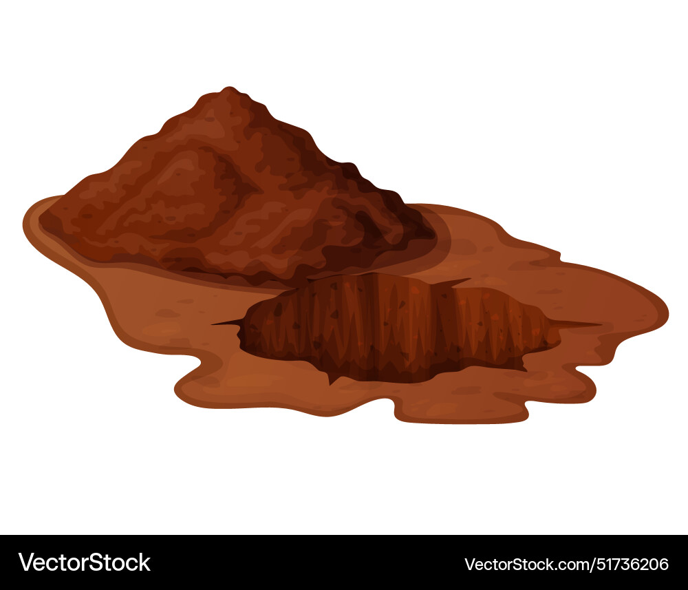 Deep hole in the ground with grass and stones Vector Image