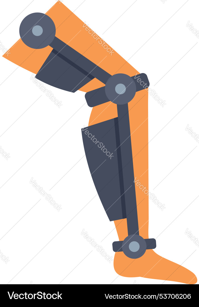 Human leg with exoskeleton brace supporting knee Vector Image