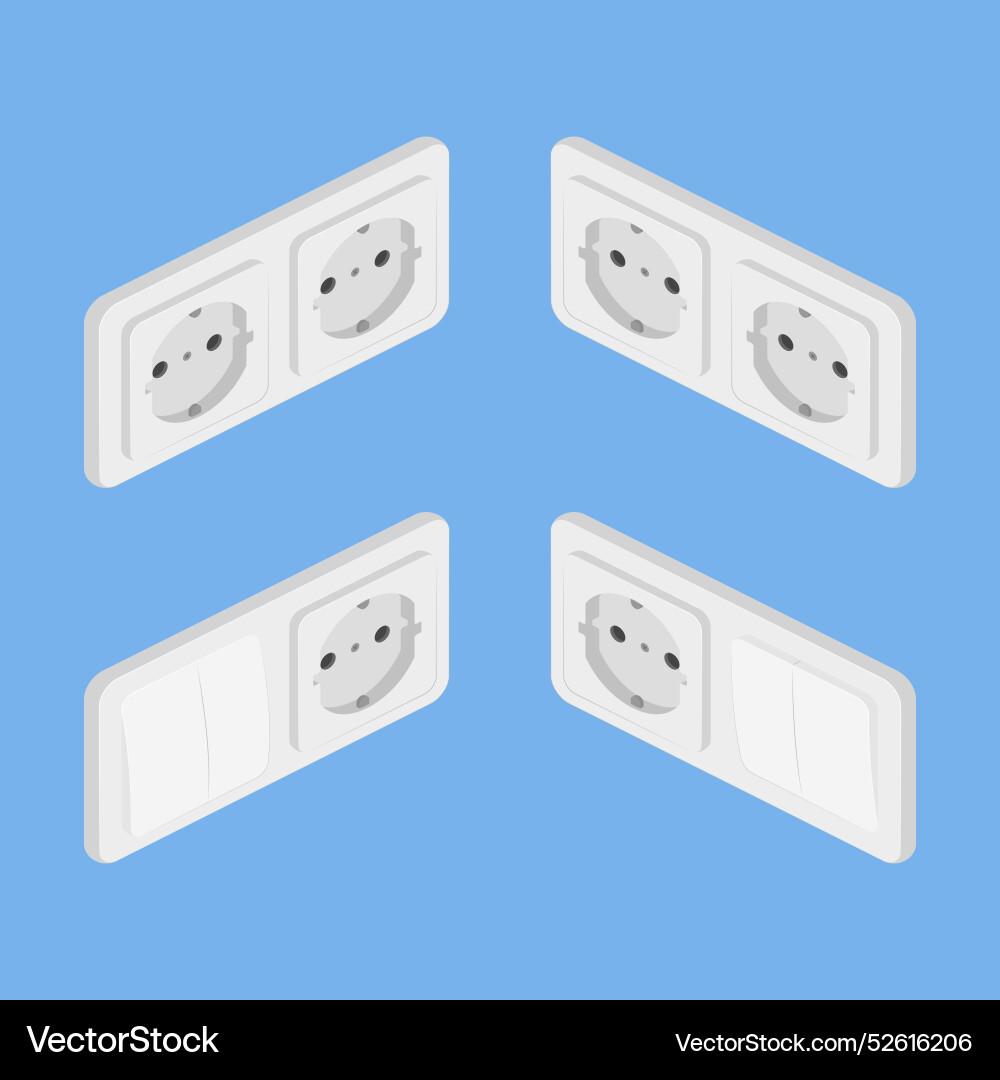 Isometric power outlet electric socket european Vector Image