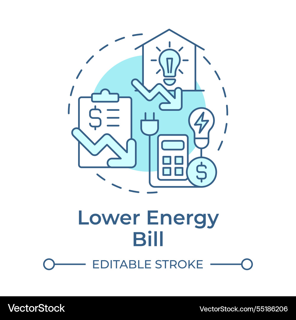Lower energy bill soft blue concept icon Vector Image