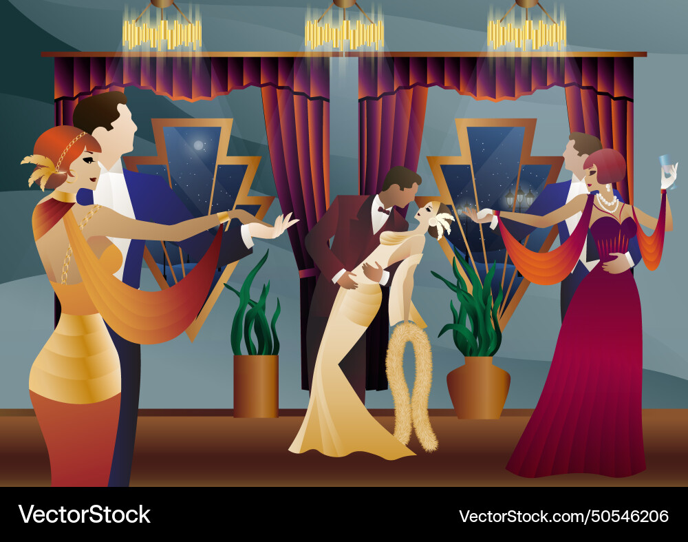 Man and woman dancing window Royalty Free Vector Image
