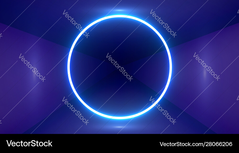 Realistic blue and purple neon circle background Vector Image