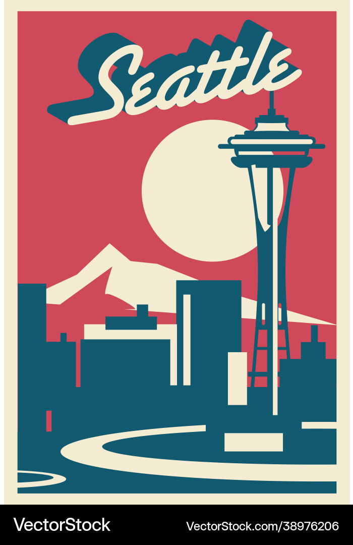 Seattle postcard Royalty Free Vector Image - VectorStock