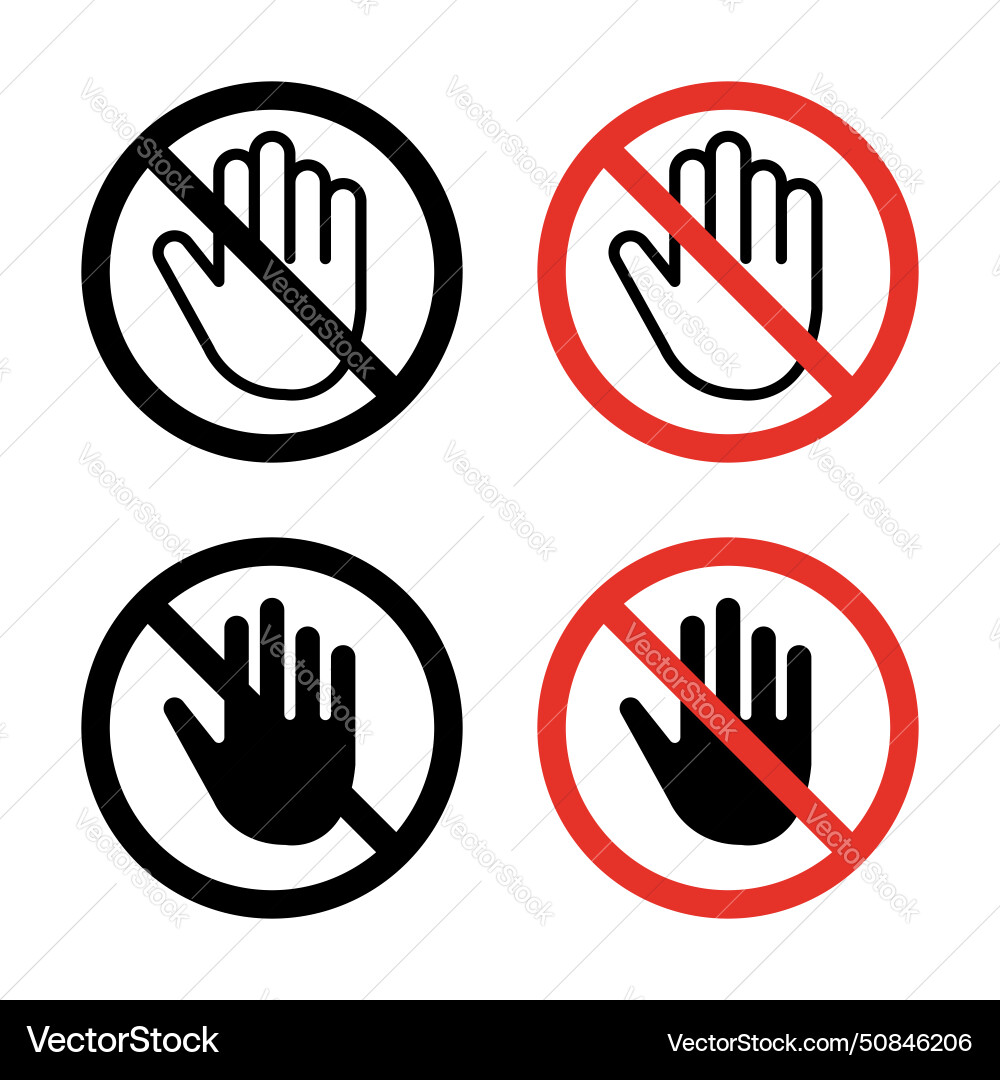Stop sign icon set illegal entry and red ban stop Vector Image