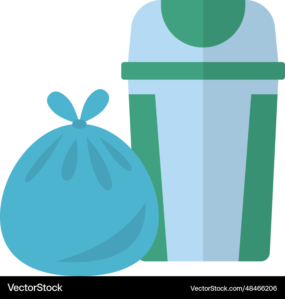 Trash bag and waste bin recycle garbage icon Vector Image